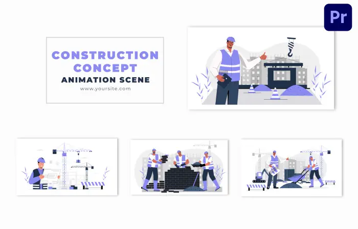 Construction Concept Vector Design Artwork Animation Scene Premiere Pro Templates